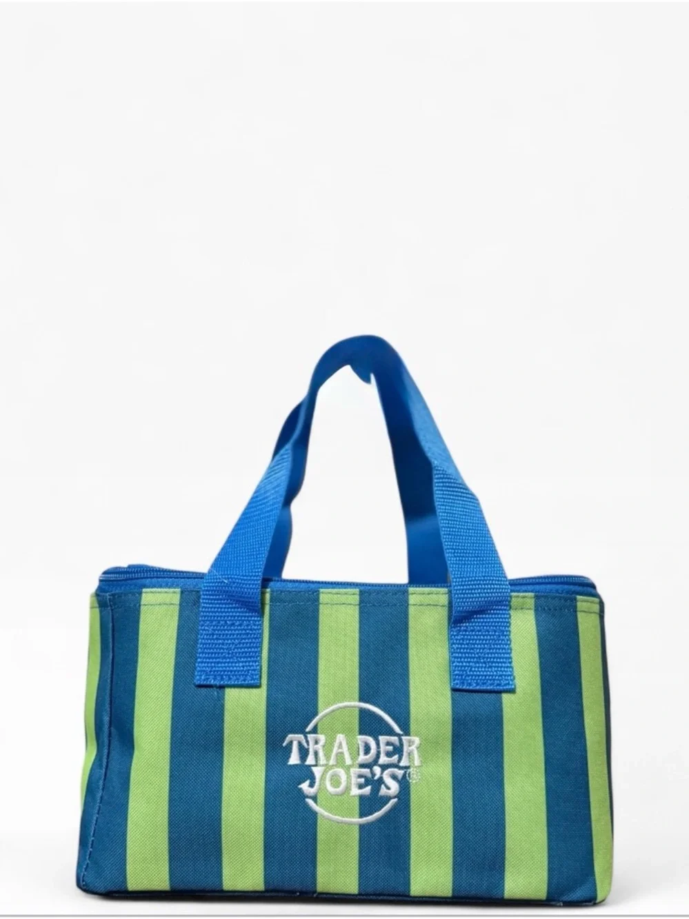 Trader Joe'S | Bags | Trader Joes New Striped Mini Insulated Bag Blue ...